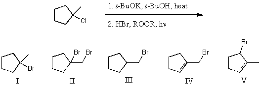 Solved 1. t-BuOK, t-BuOH, he at CI 2. HBr, ROOR, hv Br Br Br | Chegg.com