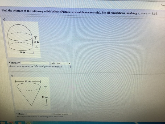 Solved Find the volumes of the following solids below. | Chegg.com