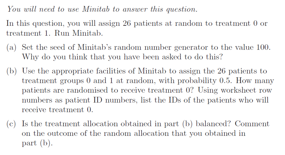 Solved You will need to use Minitab to answer this question. | Chegg.com
