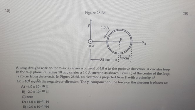 Solved 10) Figure 28.6d 10) 1.0 A 6.0 A 25 cm : 10 cm," A | Chegg.com