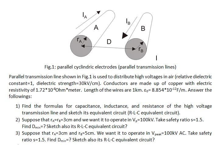 Solved Fig.1: parallel cyclindric electrodes (parallel | Chegg.com