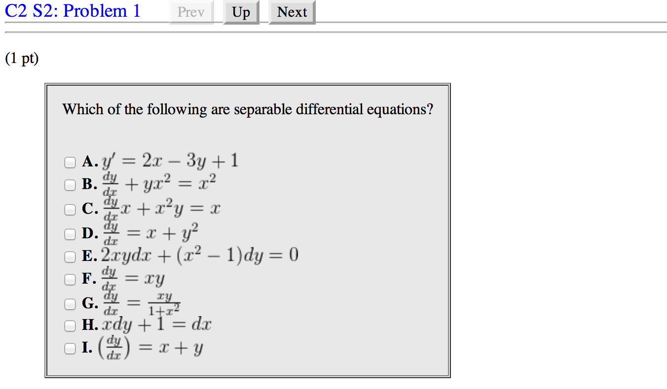 Solved Which Of The Following Are Separable Differential