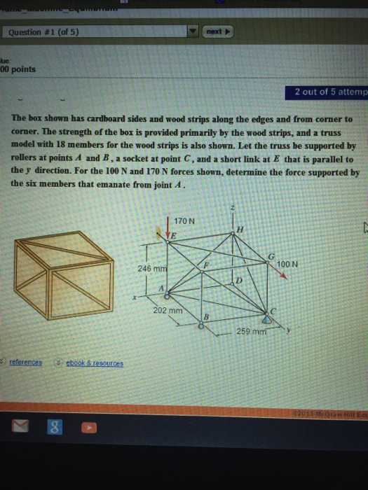 Solved The box shown has cardboard sides and wood strips | Chegg.com