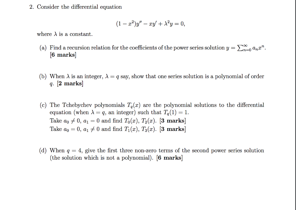 Solved 2. Consider the differential equation where λ is a | Chegg.com