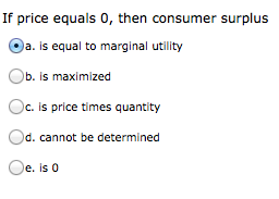 Solved If price equal 0, then consumer surplus is equal to | Chegg.com