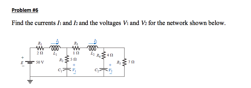 Find the currents I1 and I2 and the voltages V1 and | Chegg.com