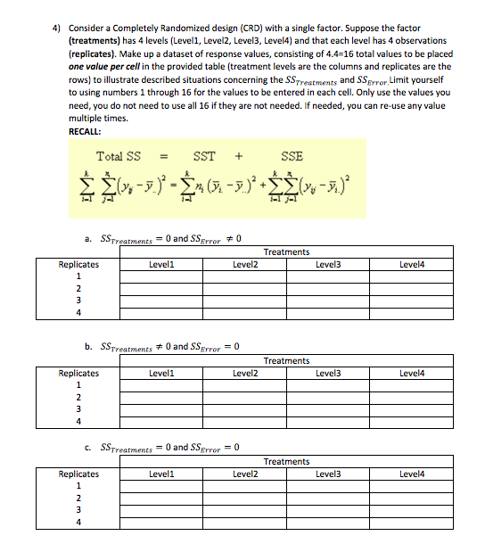 Solved Consider a Completely Randomized design (CRD) with a | Chegg.com