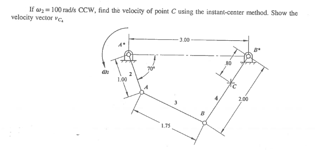 Solved IfW2= 100 rad/s CCW, find the velocity of point C | Chegg.com