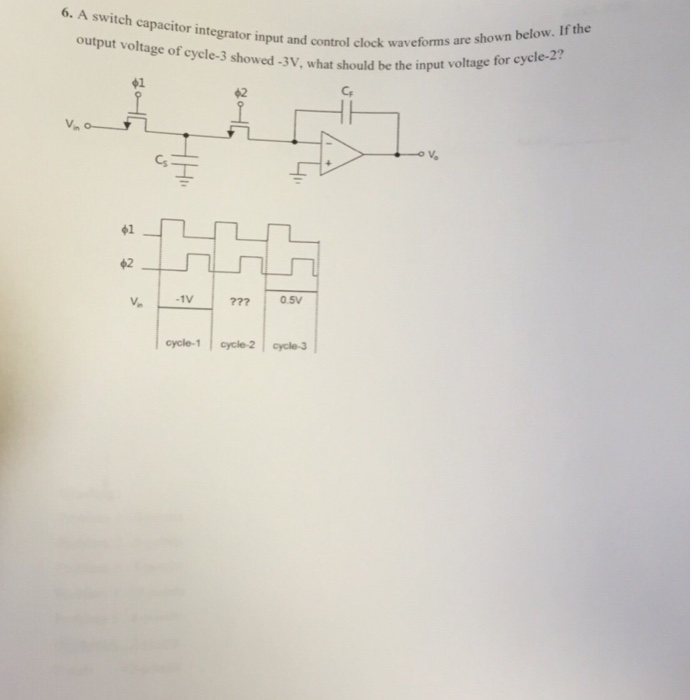 Solved A switch capacitor integrator input and control clock | Chegg.com