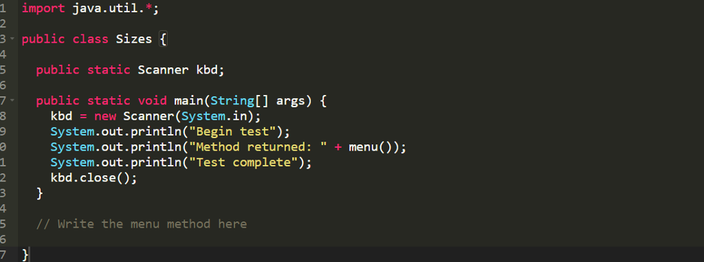 Solved 1 import java.util.*; 3 public class Sizes f 5 public | Chegg.com