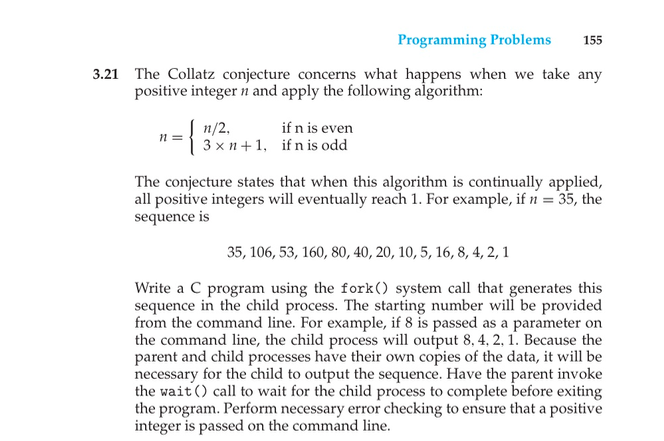 Solved Programming Problems 155 3.21 The Collatz conjecture | Chegg.com
