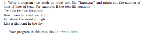 Solved 4. Write a program that reads an input text file, | Chegg.com