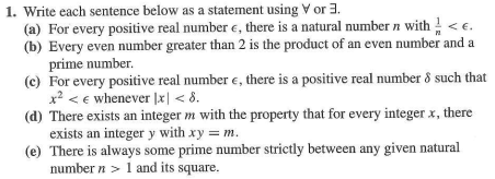 Solved 1. Write each sentence below as a statement using Y | Chegg.com