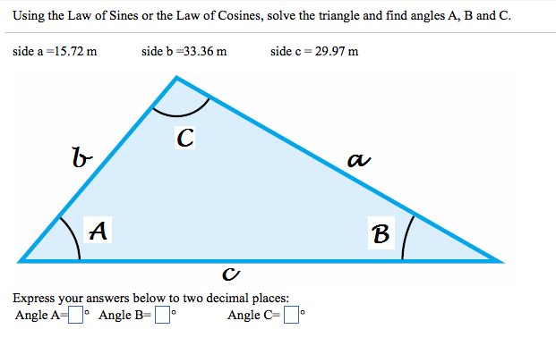 Solved Using the Law of Sines or the Law of Cosines, compute | Chegg.com