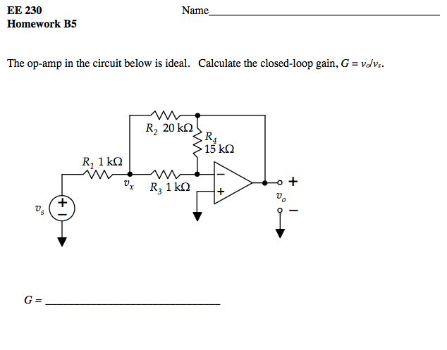 Solved EE 230 Homework B5 Name The op-amp in the circuit | Chegg.com