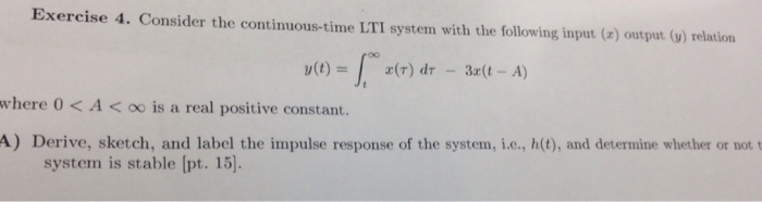 Solved Consider the continuous-time LTI system with the | Chegg.com