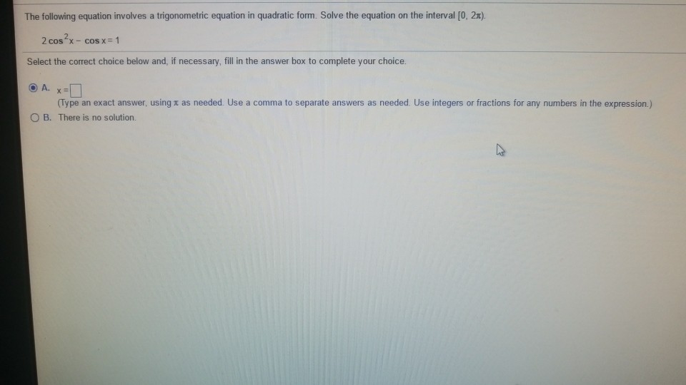 Solved The following equation involves a trigonometric | Chegg.com