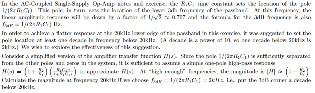 Solved In the AC-Coupled Single-Supply Op-Amp notes and | Chegg.com