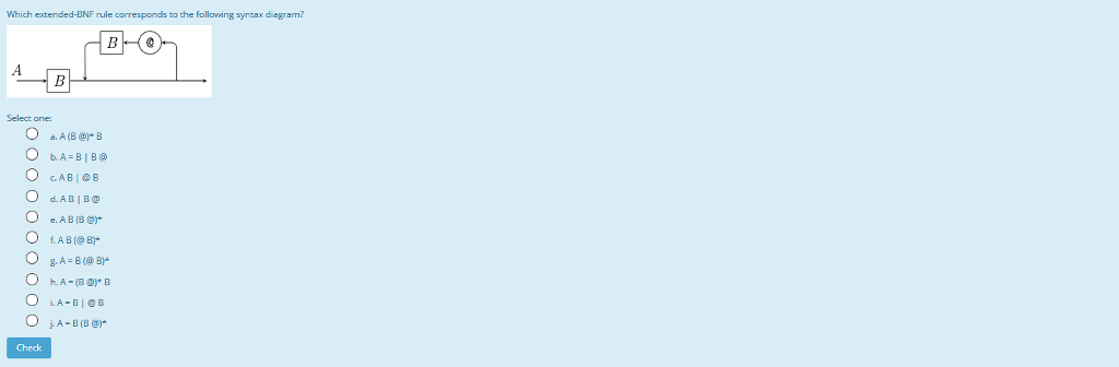 Solved Which extended-BNF rule corresponds to the following | Chegg.com