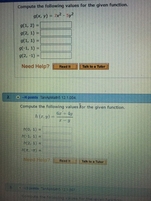 Solved Compute The Following Values For The Given Function 0184