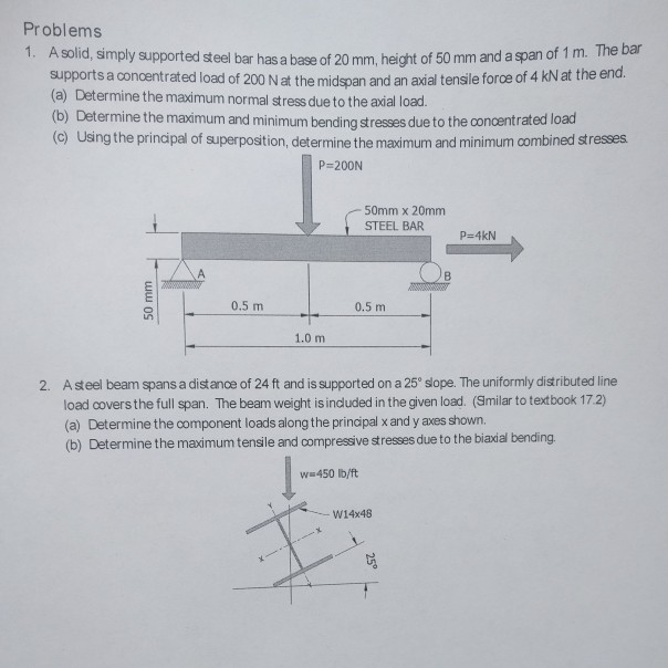 Solved Problems 1. A solid, simply supported steel bar has a | Chegg.com