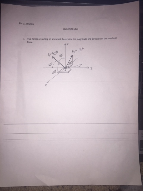 Solved EM 214 Statics HW 82 (10 pts) 1. Two forces are | Chegg.com