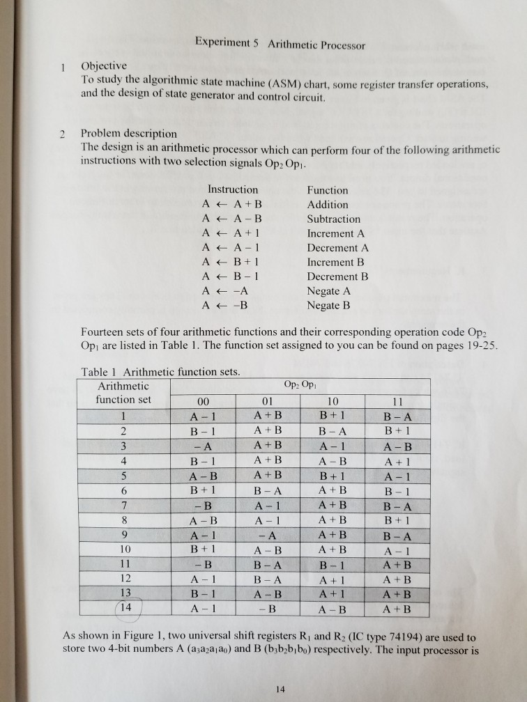Solved Experiment 5 Arithmetic Processor 1 Objective To | Chegg.com
