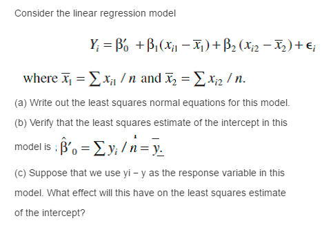 Solved Consider the linear regression model Y_i = beta'_0 + | Chegg.com