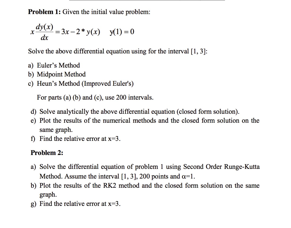 Solved Problem 1: Given the initial value problem: | Chegg.com
