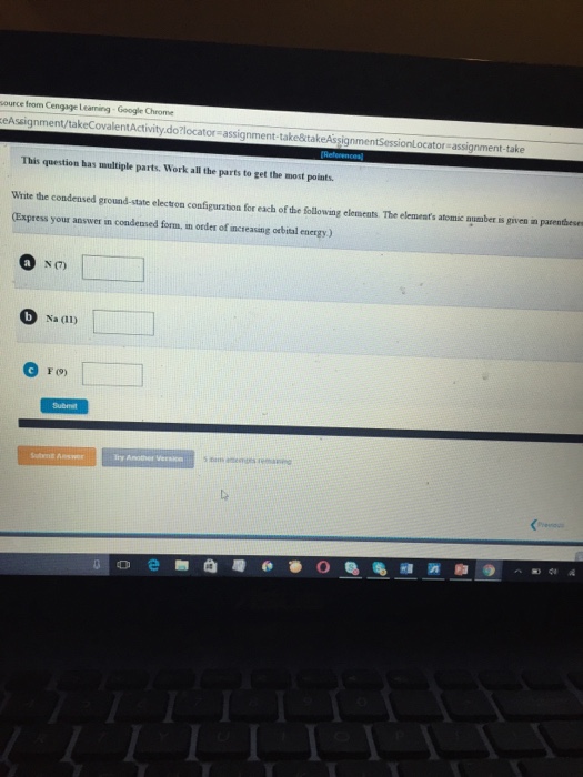 Solved Write The Condensed Ground State Electron