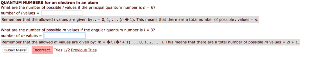 Solved What are the number of possible l values if the | Chegg.com