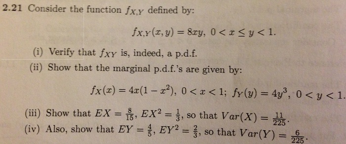 Solved Consider the function f x,y (x, y) = 8xy, 0 x y 1. | Chegg.com