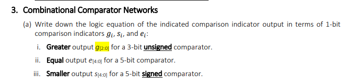 Solved 3. Combinational Comparator Networks (a) Write down | Chegg.com