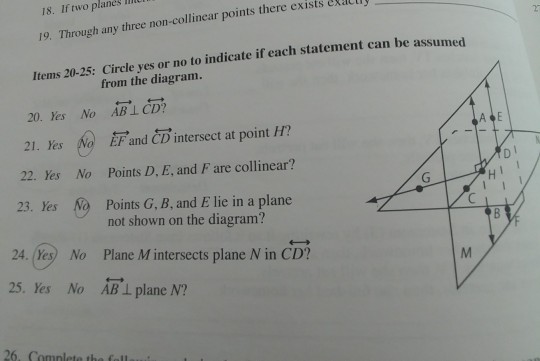 Solved 18. If two planes i 2 19. Through any three | Chegg.com