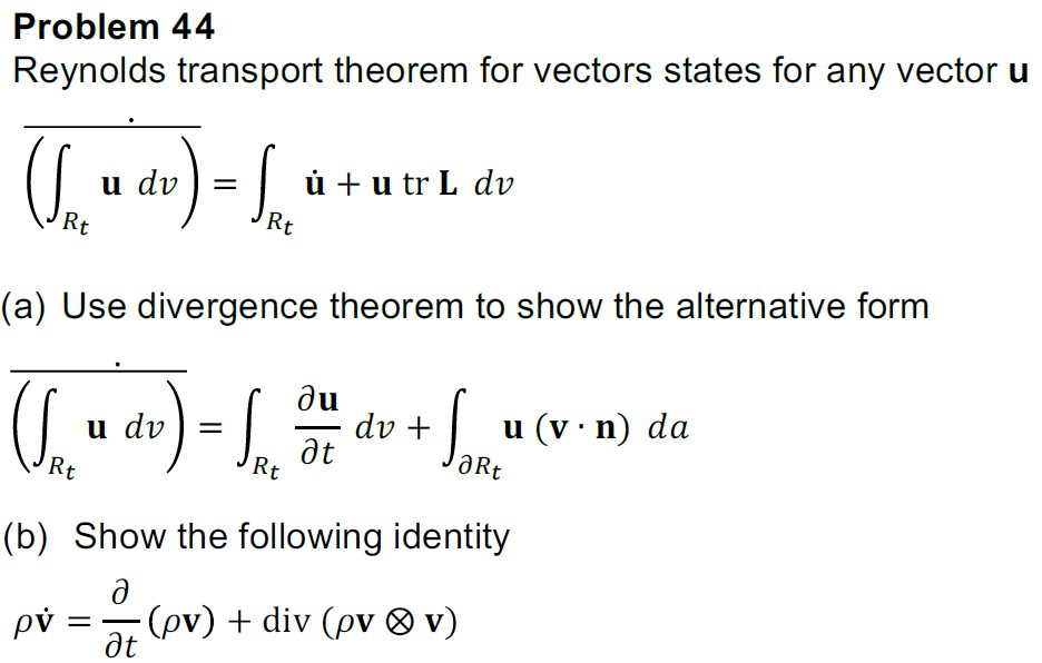 Problem 44 Reynolds transport theorem for vectors | Chegg.com