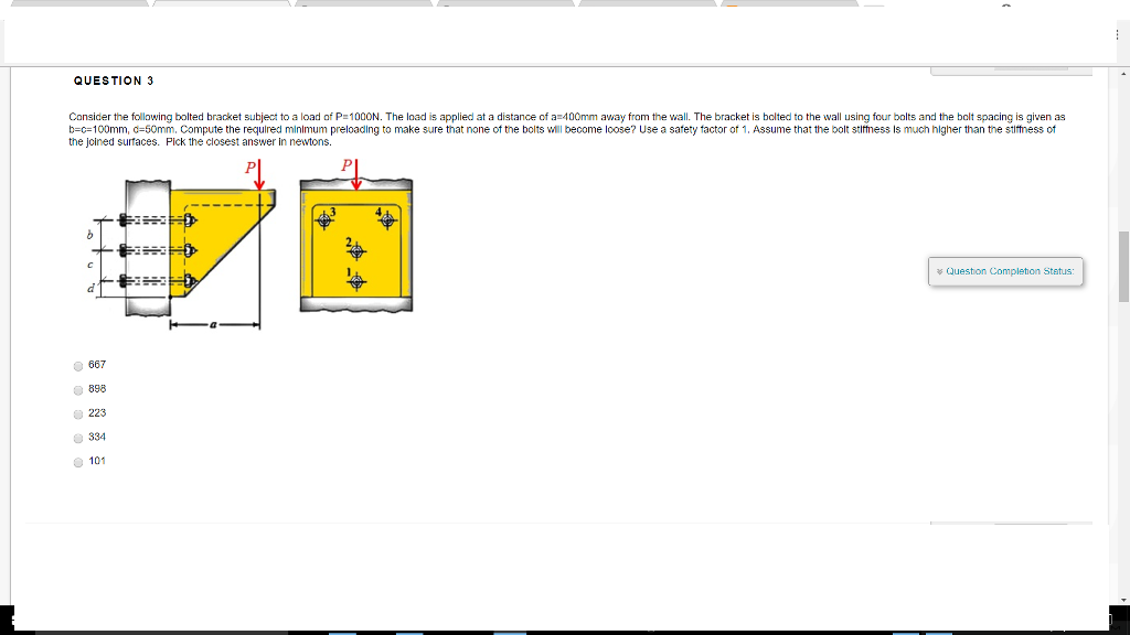 Solved QUESTION 3 Consider the following bolted bracket | Chegg.com
