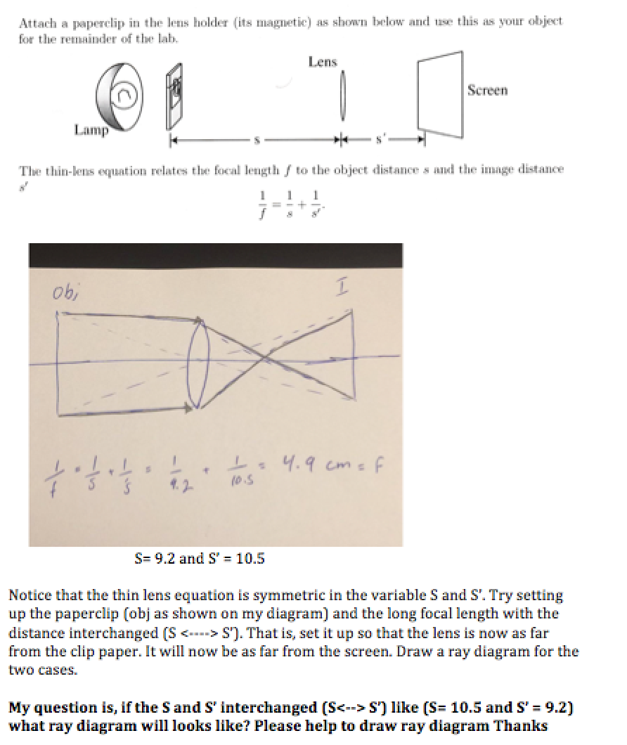 Solved Attach a paperclip in the lens holder (its magnetic) | Chegg.com