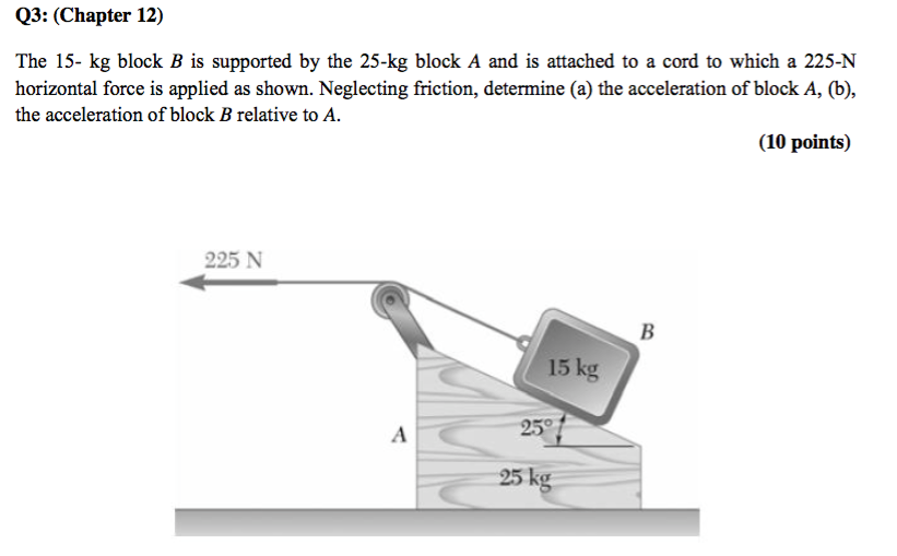 Solved The 15- kg block B is supported by the 25-kg block A | Chegg.com Solved The 15- kg block B is supported by the 25-kg block A | Chegg.com