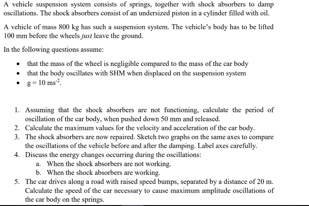 Solved A vehicle suspension system consists of springs, | Chegg.com