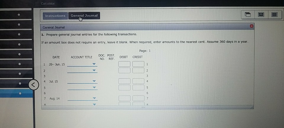 Solved Calculator Instructions General Journal Instructions | Chegg.com