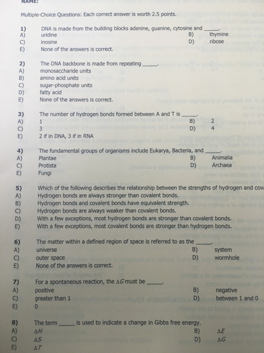 Solved DNA is made from the building blocks adenine, | Chegg.com