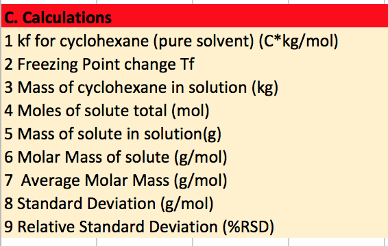C. Calculations 1 kf for cyclohexane (pure solvent) | Chegg.com