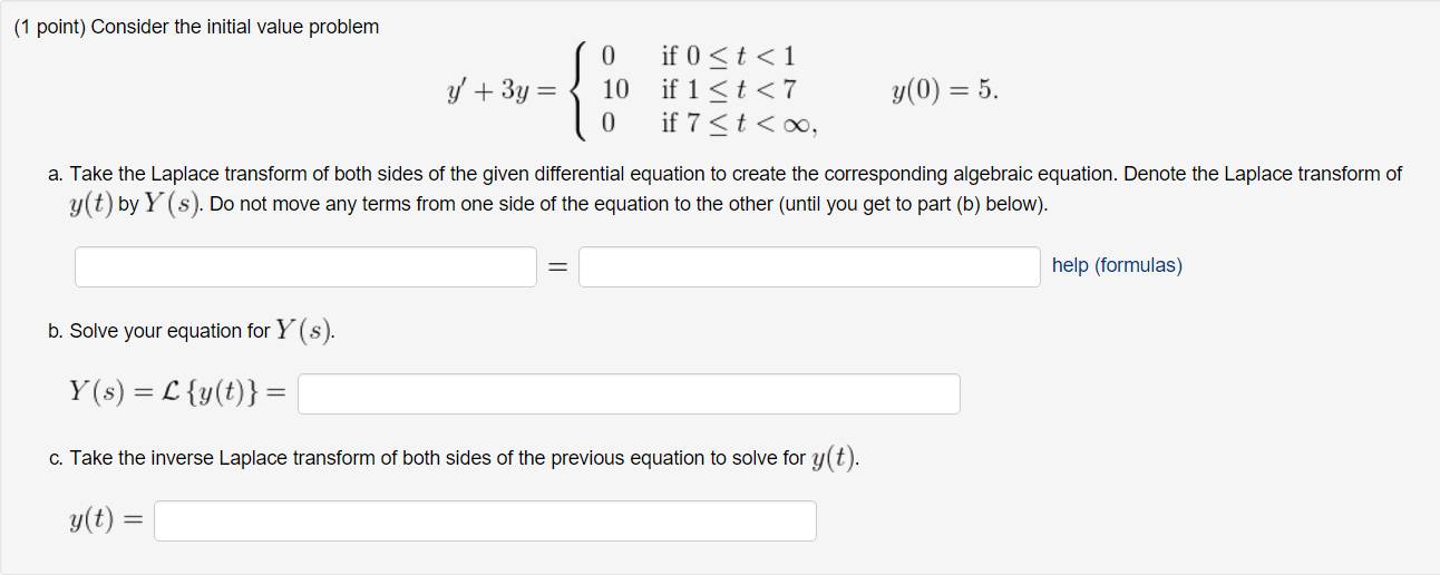 Solved Consider the initial value problem y' + 3y = {0 if o | Chegg.com