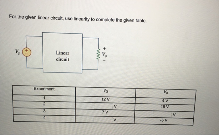 Solved For the given linear circuit, use linearity to | Chegg.com