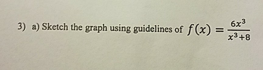 Solved 3) a) Sketch the graph using guidelines of f(x) = 6x3 | Chegg.com