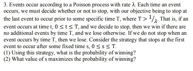 Solved 3. Events occur according to a Poisson process with | Chegg.com