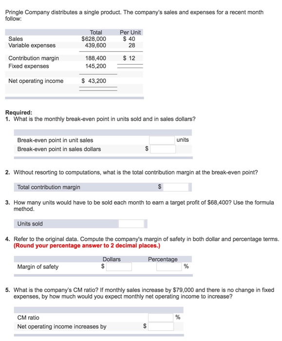Solved Pringle Company distributes a single product. The | Chegg.com