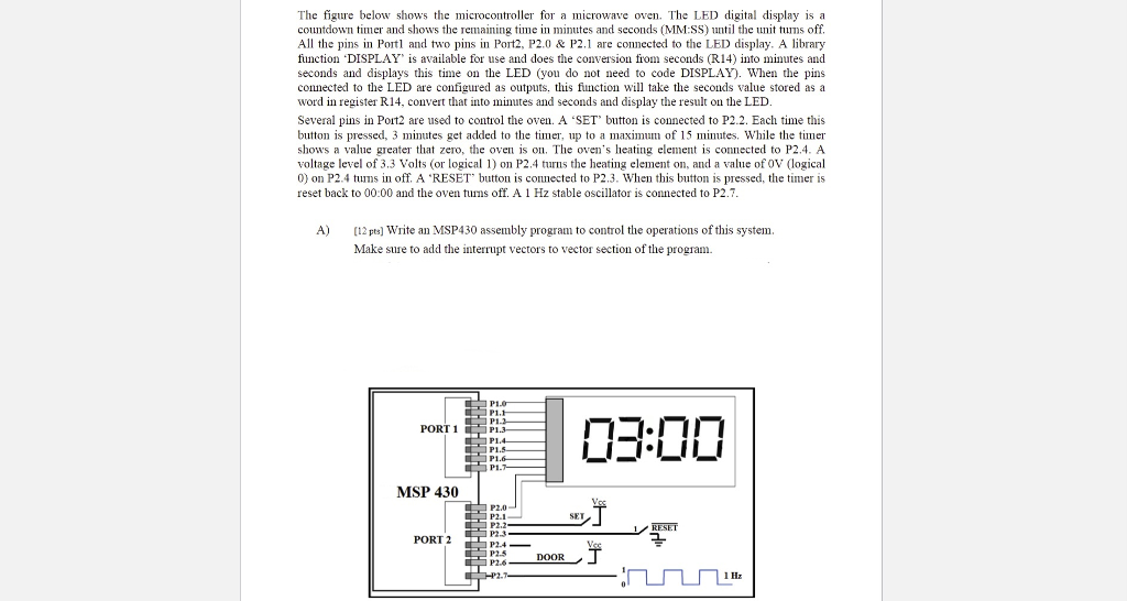 The figure below shows the microcontroller for a | Chegg.com