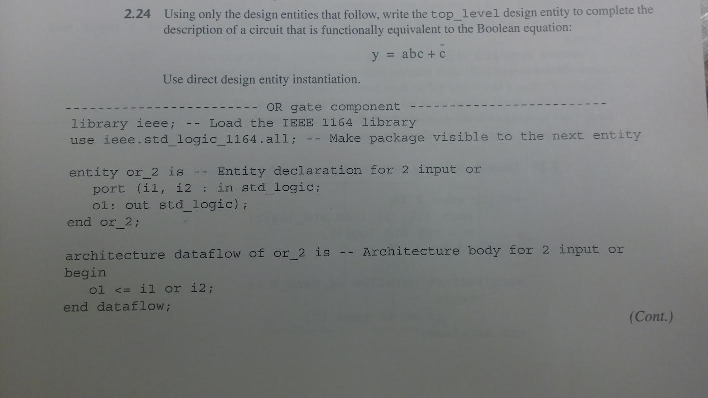 Solved Using only the design entities that follow, write the | Chegg.com