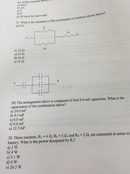Solved What is the resistance of the combination of | Chegg.com
